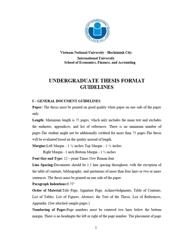 Thesis Format Guidelines - EFA | PDF | Thesis | Letter Case