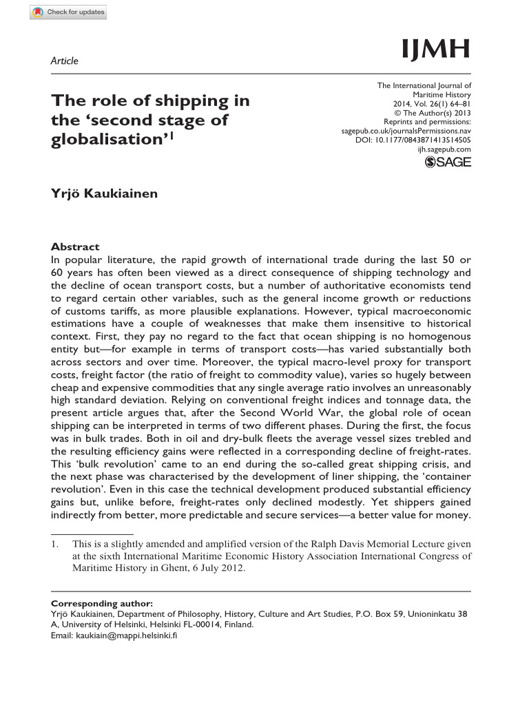 The Role of Shipping | PDF | Cargo | Oil Tanker