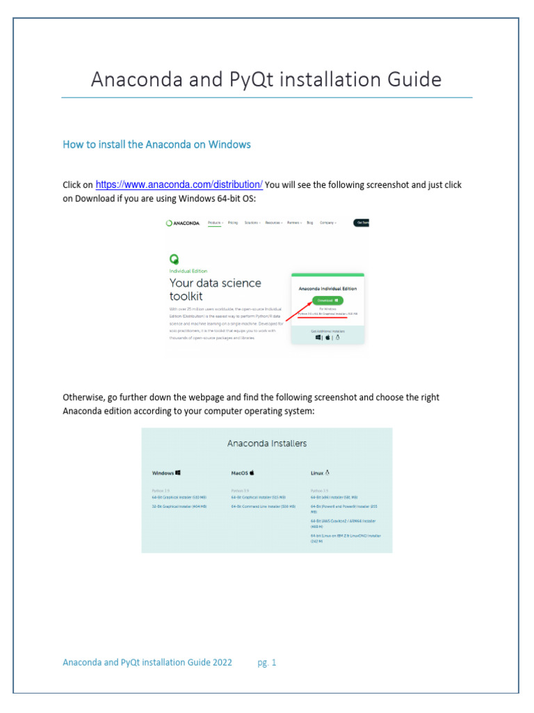 Anaconda and PyQt Installation Guide | PDF | Computers | Technology & Engineering