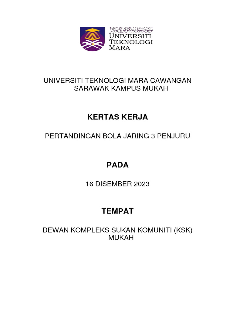 Kertas Kerja Pertandingan Bola Jaring 3 Penjuru | PDF | Karier & Perkembangan