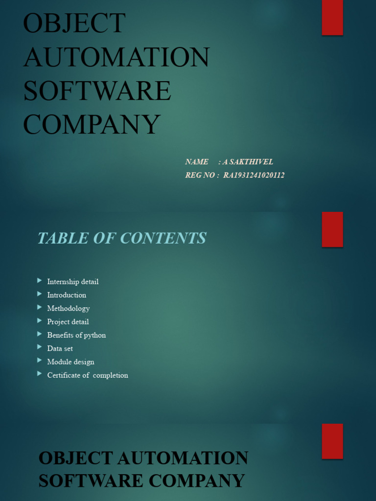 OBJECT AUTOMATION SOFTWARE COMPANY PPT | PDF | Computing | Computer Programming