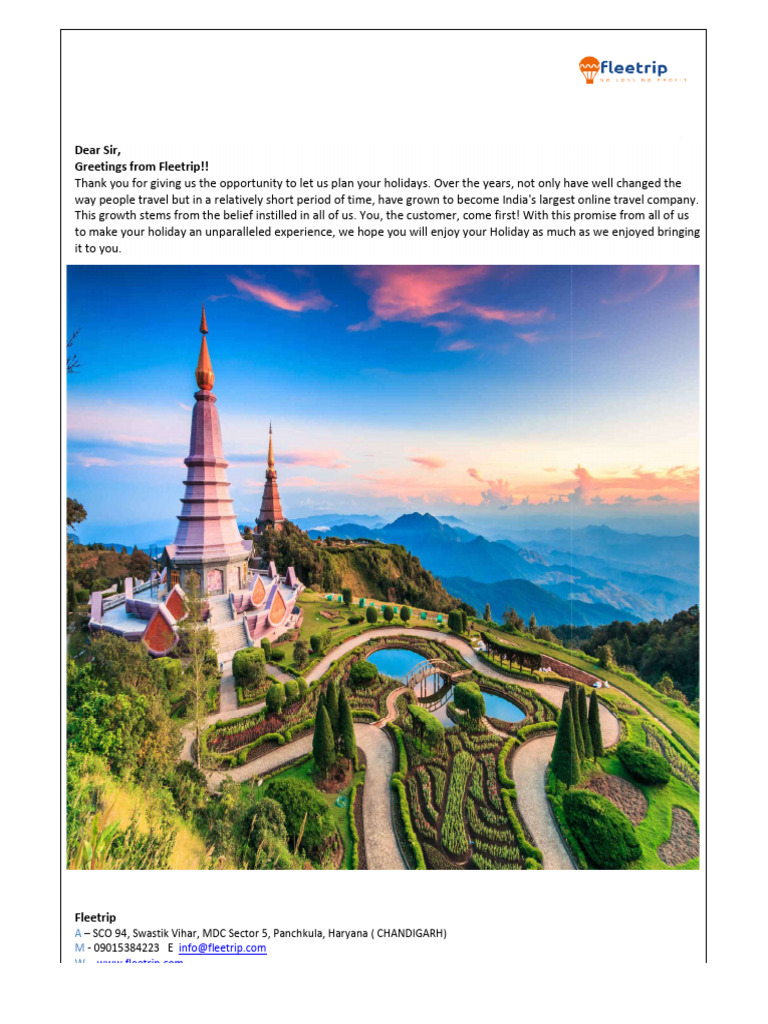 Fleetrip Thailand Special 04 Nights 15th Oct, 2023 | PDF | Payments | Service Industries