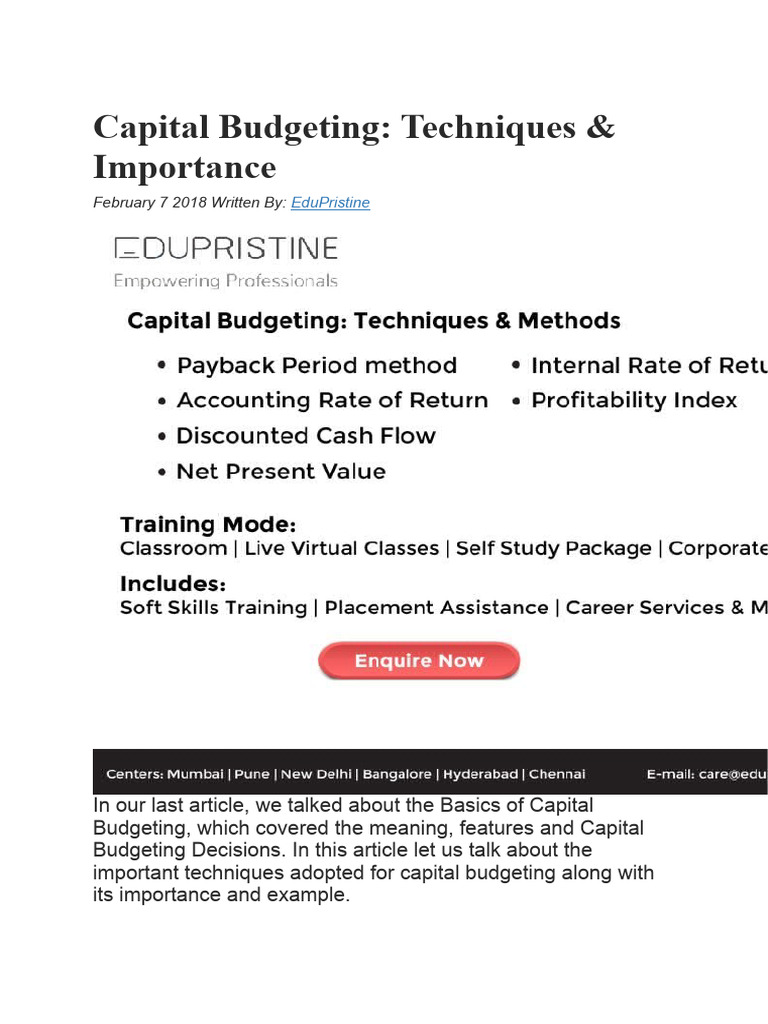 Capital Budgeting Methods | PDF | Capital Budgeting | Net Present Value