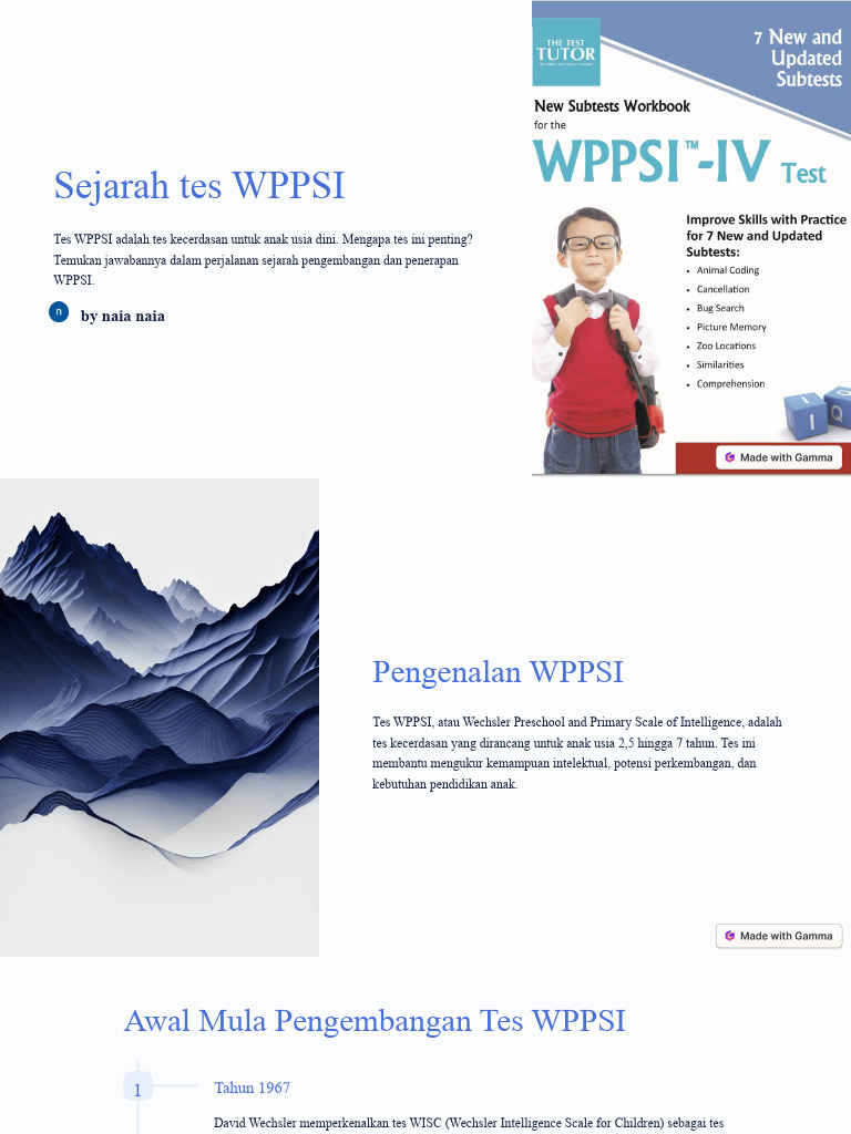 Sejarah dan Tujuan Tes WPPSI | PDF