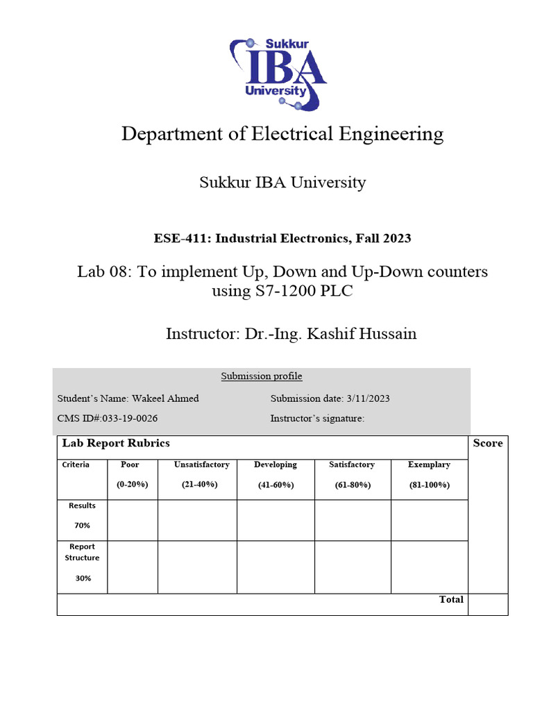 Lab Exercise 8 - PLC Counters | PDF | Programmable Logic Controller ...