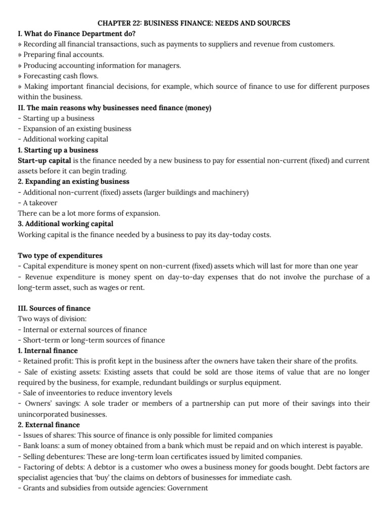 Chapter 22 - Business Finance - Needs and Sources | PDF | Loans | Dividend