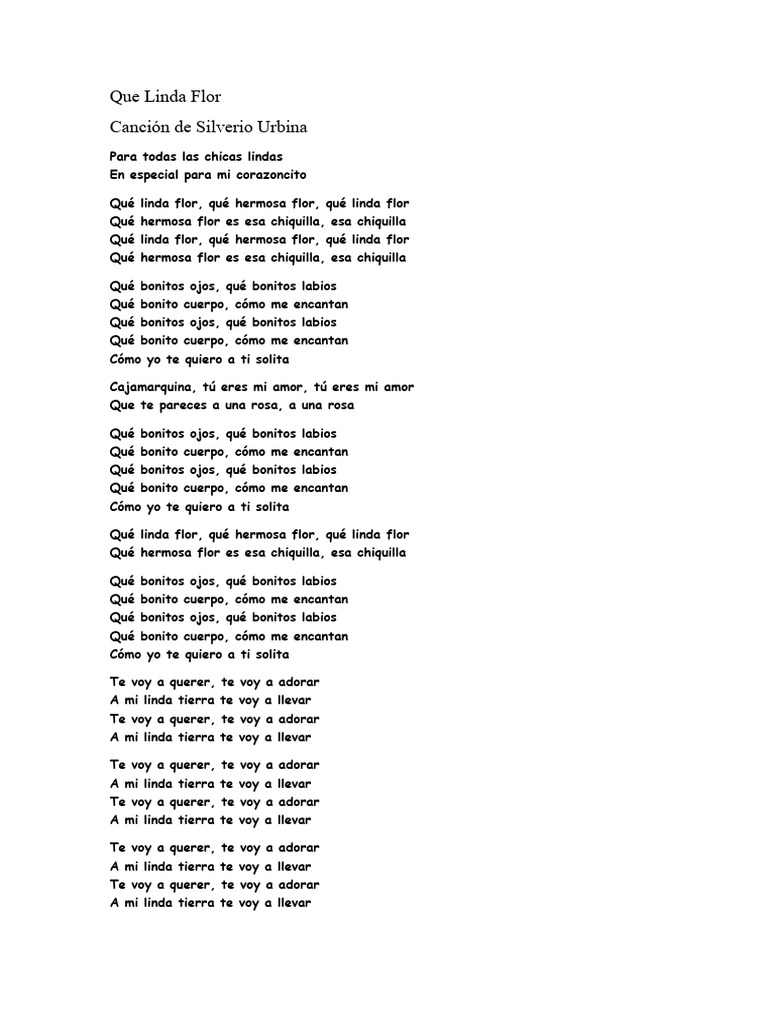 Que Linda Flor | PDF
