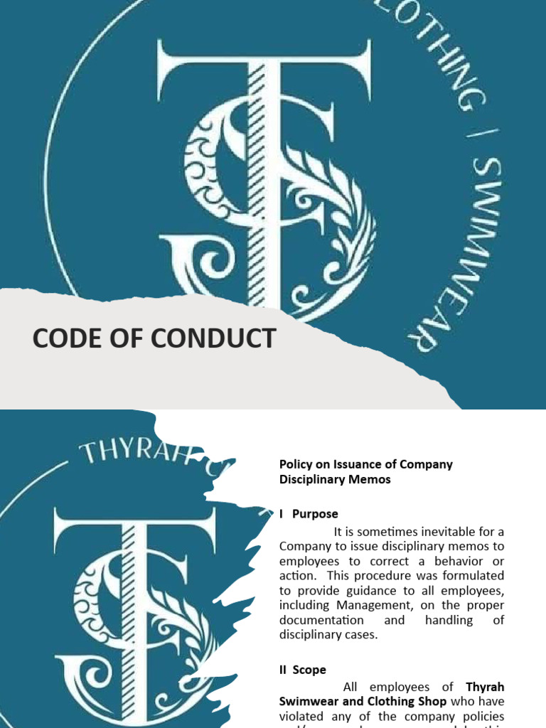 CODE of CONDUCT - Thyrah Swimwear and Clothing Shop | PDF | Employment ...