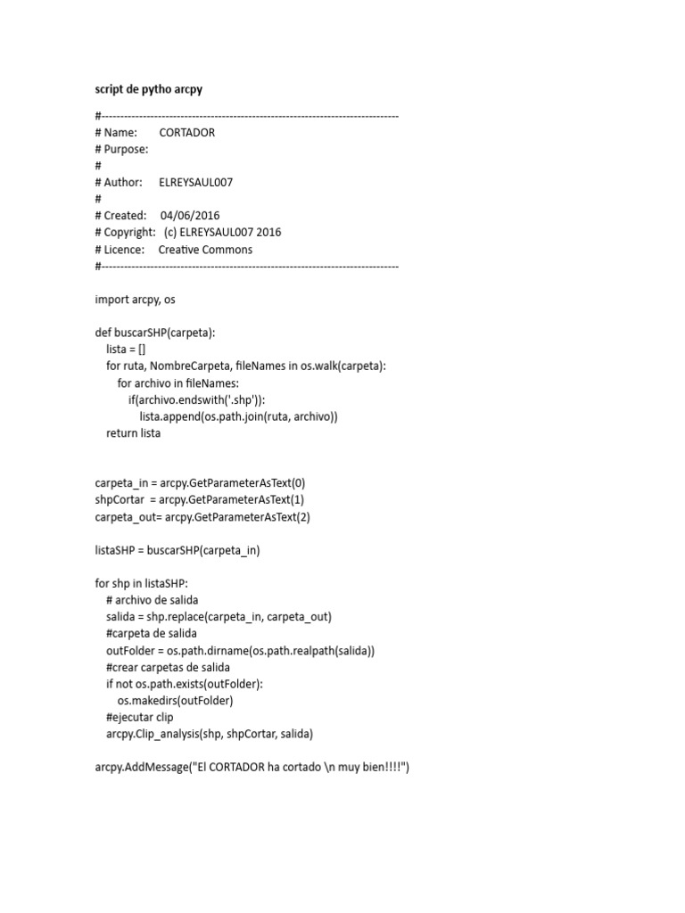 Script de Pytho Arcpy | PDF