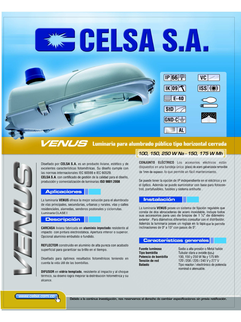 Catálogo Venus - 150-250W | PDF