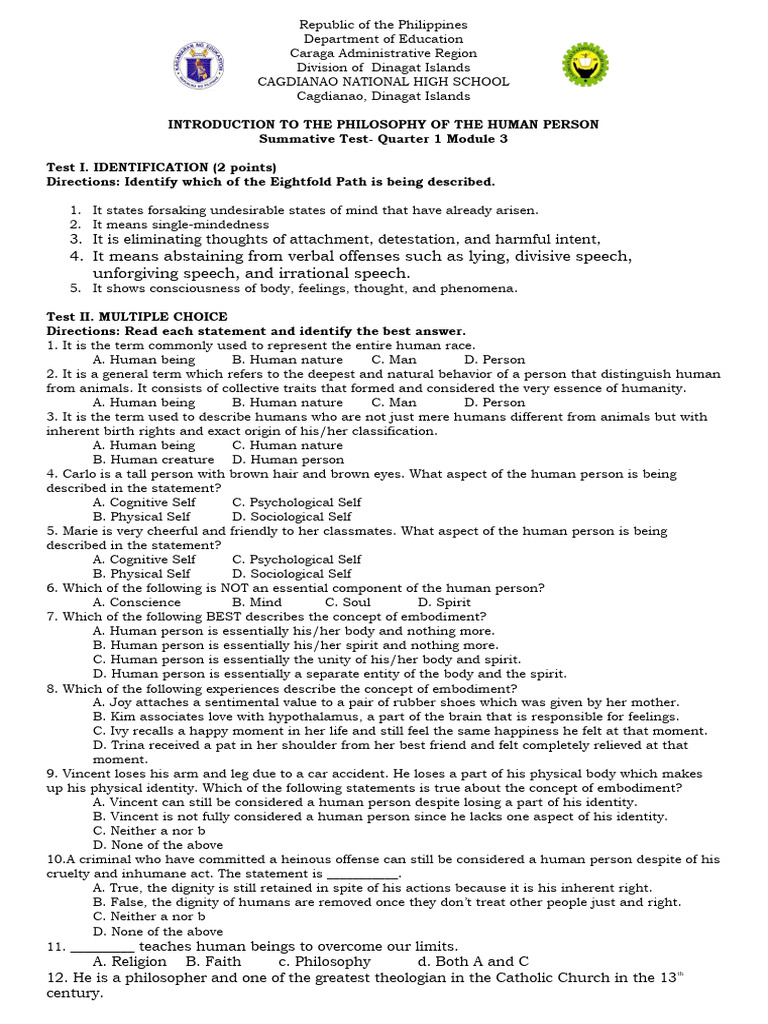 PHILO Summative Module 3 | PDF | Self | Thomas Aquinas PHILO Summative Module 3 | PDF | Self | Thomas Aquinas