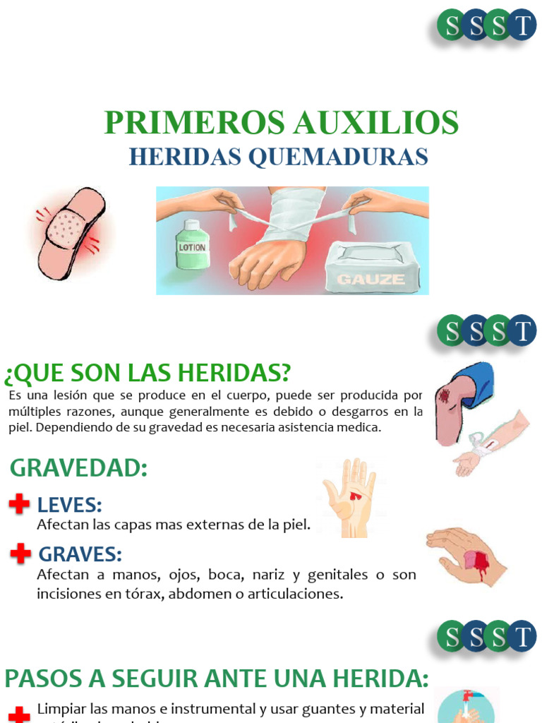 Primeros Auxilios Heridas - Quemaduras | PDF | Herida | Quemar