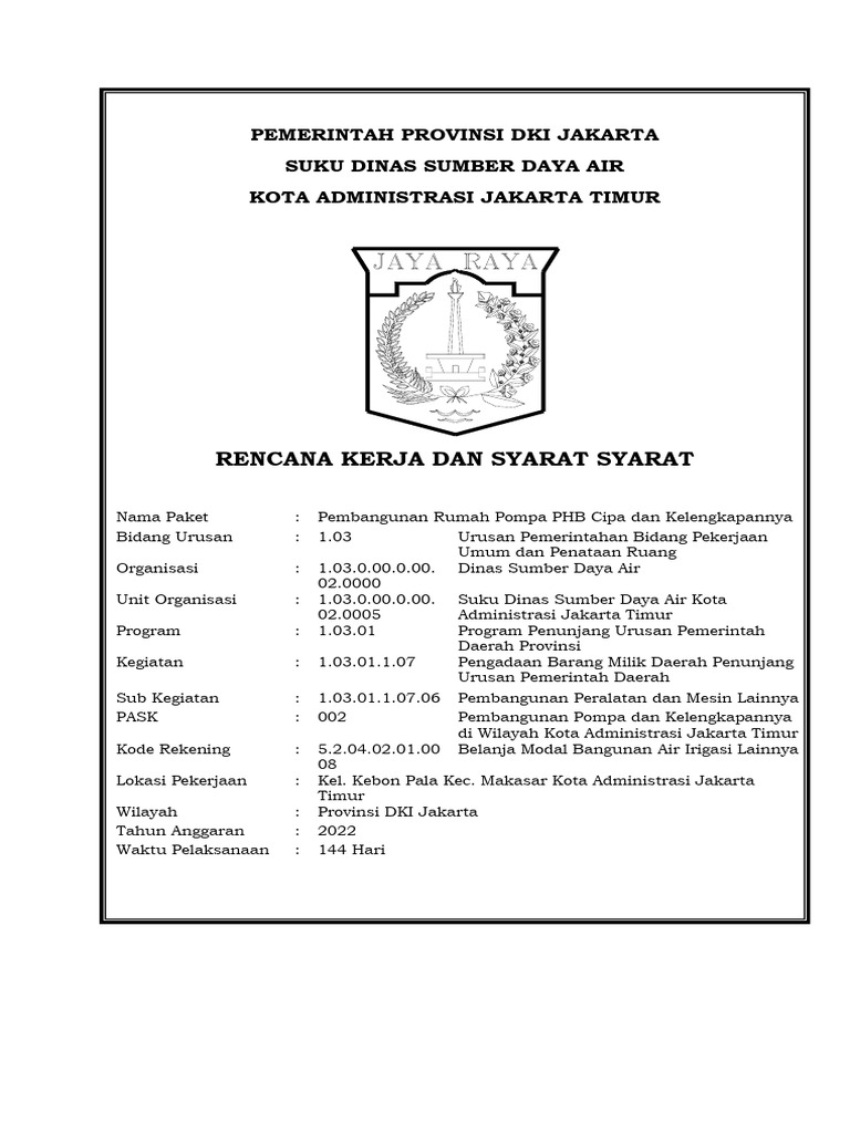 Rencana Kerja Dan Syarat Syarat | PDF