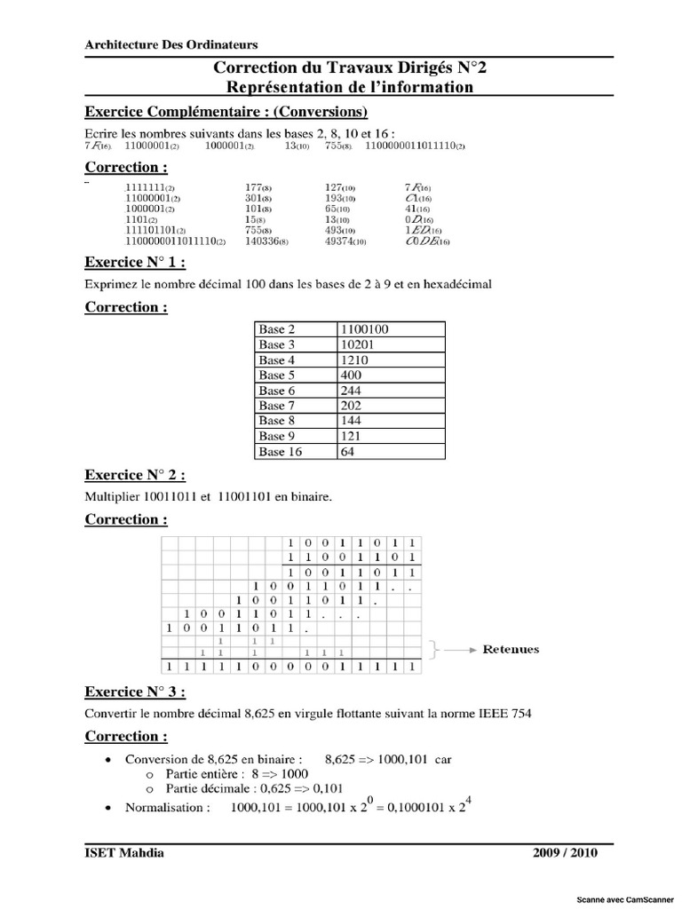 TD2 Numération Corrigé | PDF