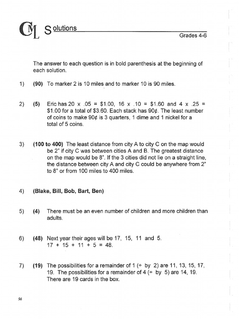 3rd Grade CML Answer Key | PDF