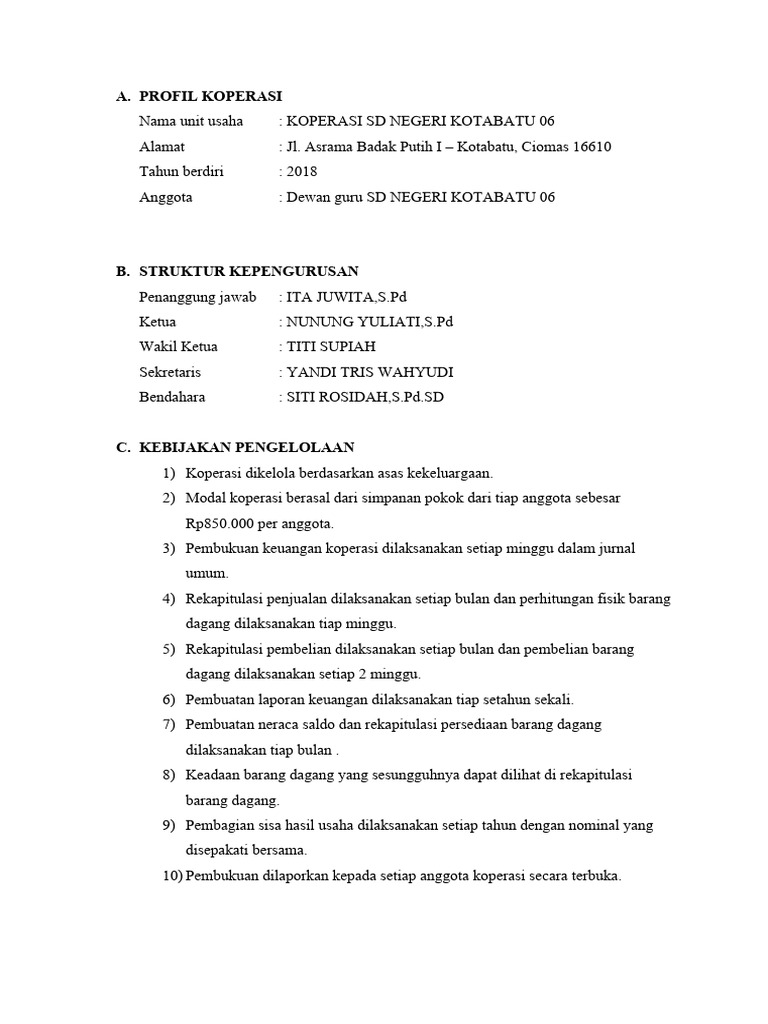 Profil Koperasi | PDF