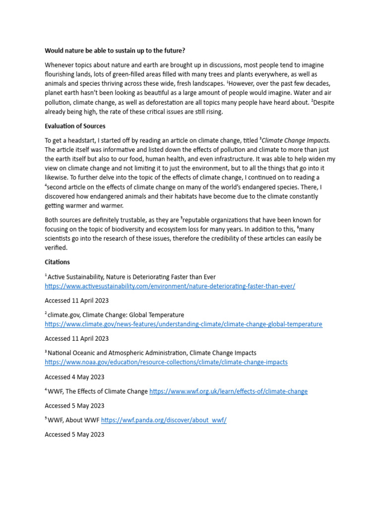 GP - Individual Report (Biodiversity and Ecosystem Loss) | PDF ...