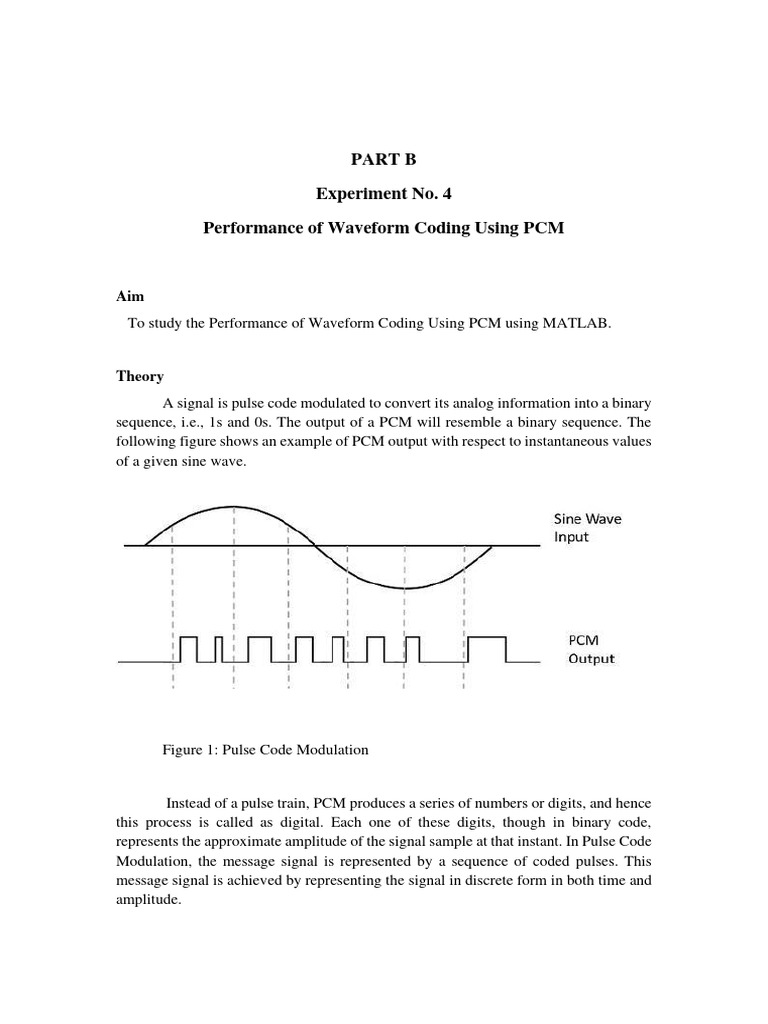 Performance of Waveform Coding PCM - Matlab | PDF | Sampling (Signal Processing) | Signal To ...