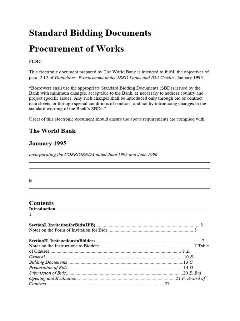 World Bank Standard Bidding Guide | PDF | Specification (Technical Standard) | Procurement