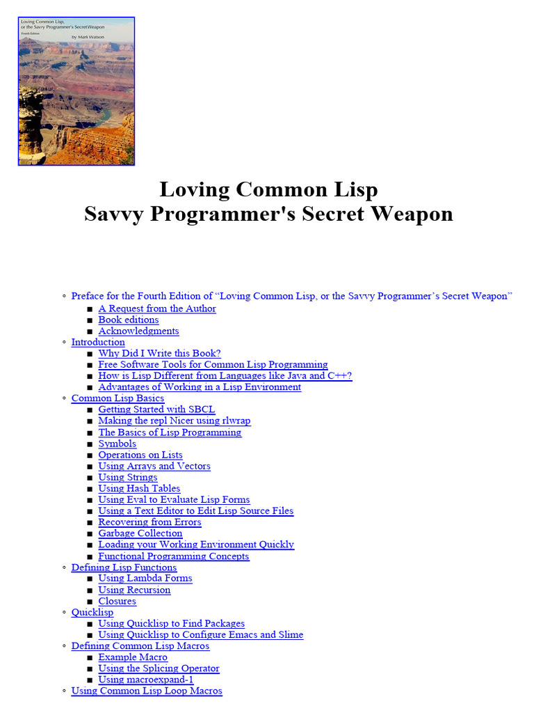 Loving Common Lisp Or The Savvy Programmer S Secret Weapon Online Version 4th Ed Mark