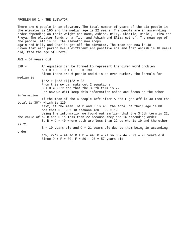 Fun Math Problems | PDF