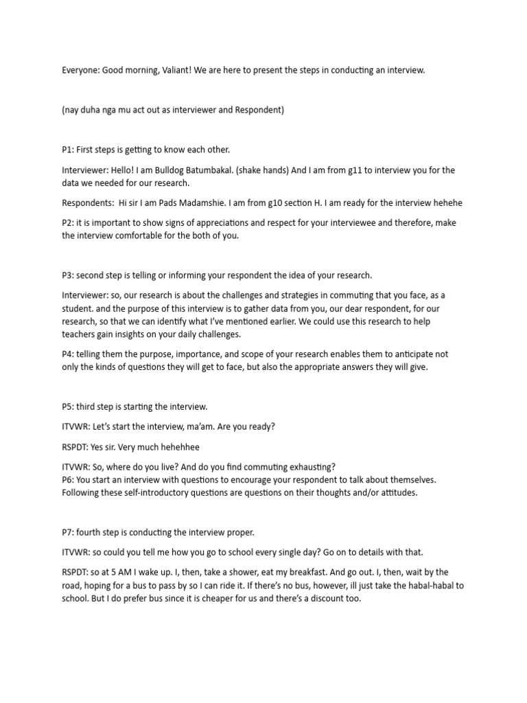 Steps in Conducting An Interview | PDF | Interview | Human Communication Steps in Conducting An Interview | PDF | Interview | Human Communication