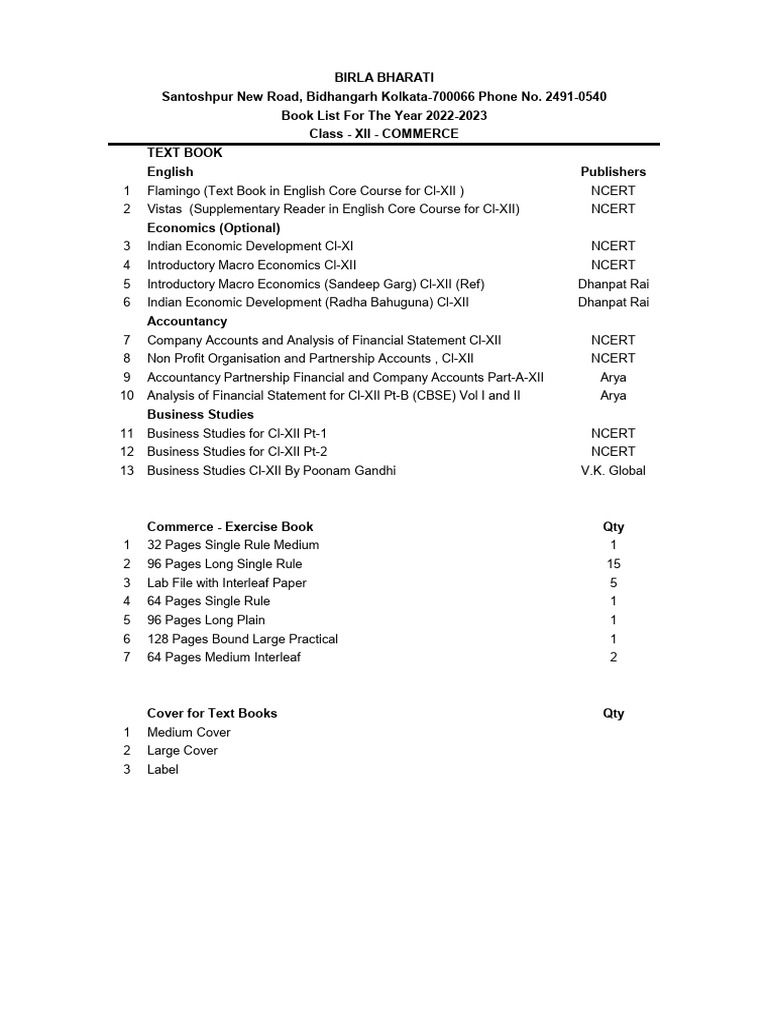 Class XII Commerce | PDF | Science | Economies