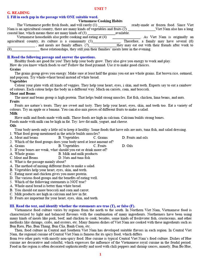 Bài tập Anh 9 theo chuyên đề 7. READING E9 (UNIT 7-12) N | Download Free PDF | Mercury (Planet ...