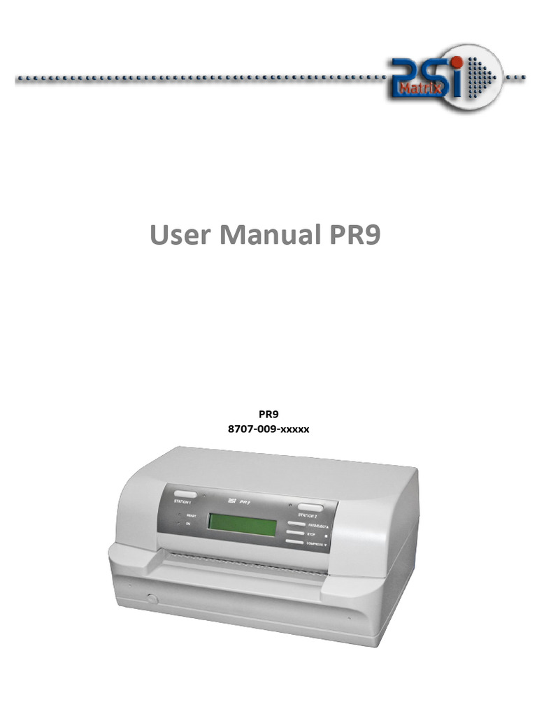PR9 Users Manual - 2017 | PDF | Printer (Computing) | Electrical Connector