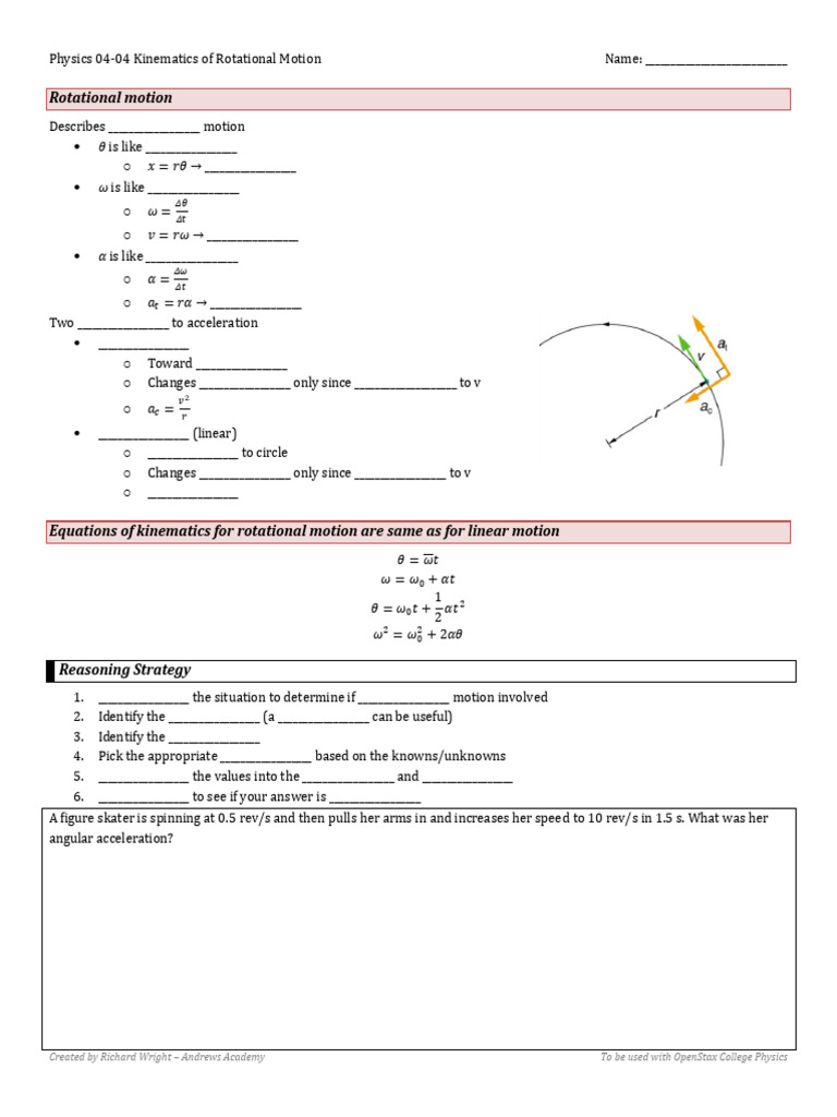 Physics 04-04 Kinematics of Rotational Motion | PDF | Acceleration ...