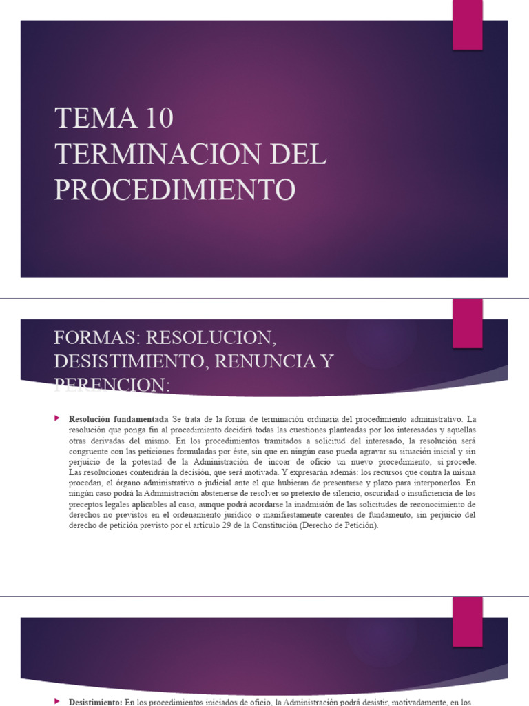 Tema 10 Terminacion Del Proceso | PDF | Ley administrativa | Ley procesal