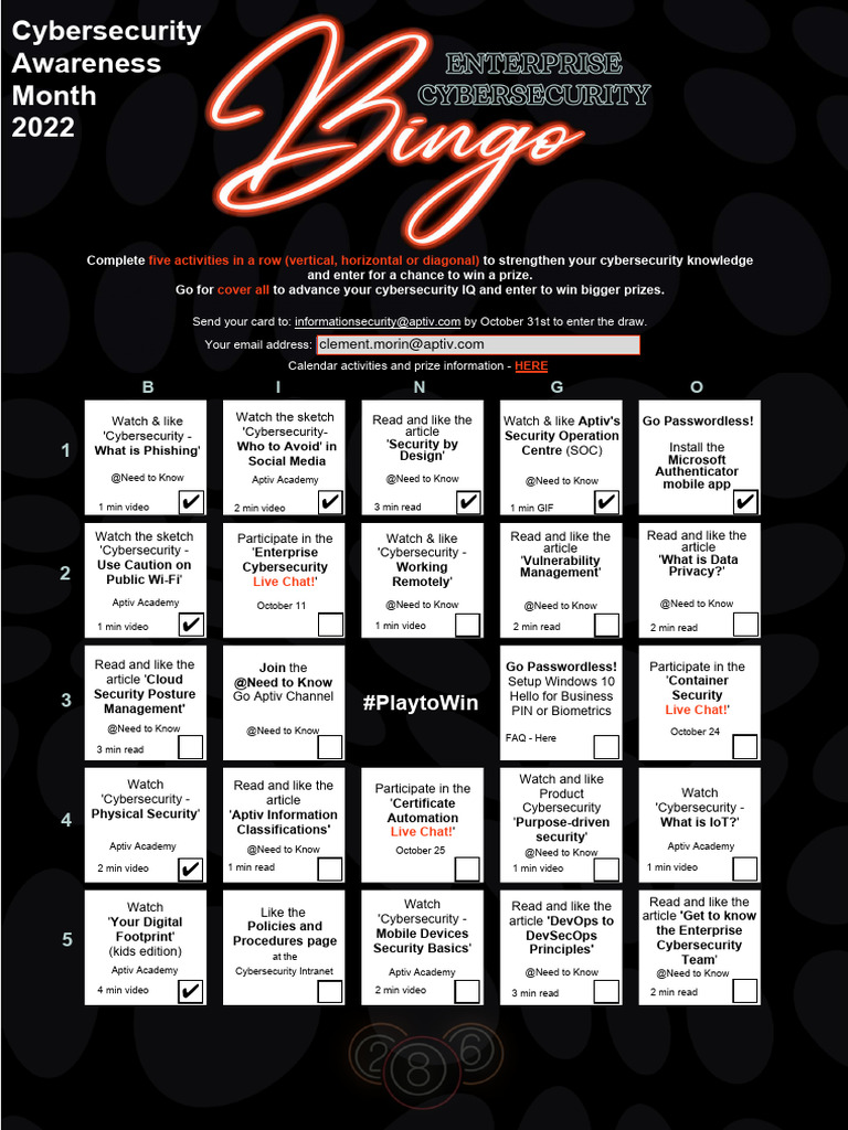 Enterprise Cybersecurity Bingo Card | PDF | Security | Computer Security