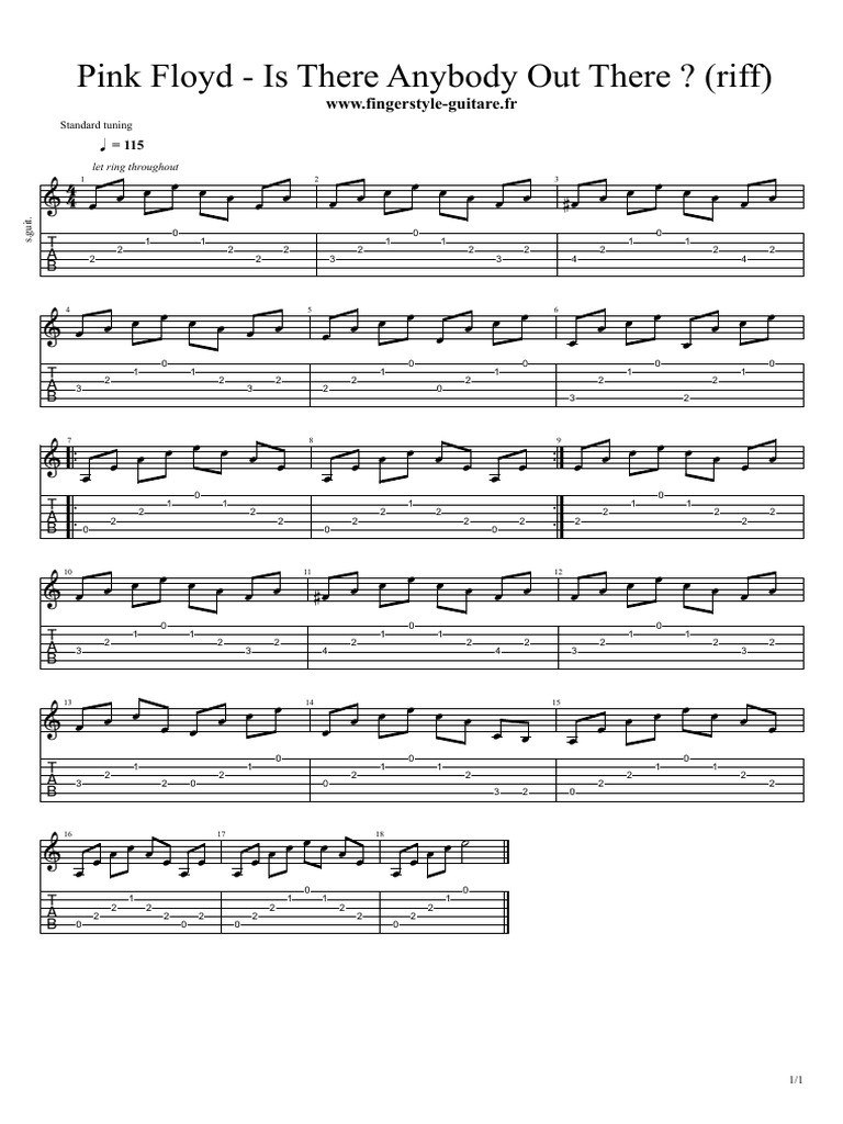 Pink Floyd Is There Anybody Out There Riff | PDF | Songs Written | Song ...