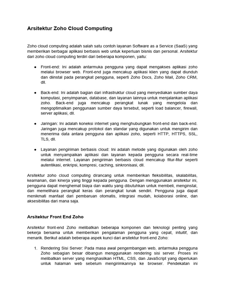 Arsitektur Zoho Cloud Computing | PDF | Bisnis | Komputer