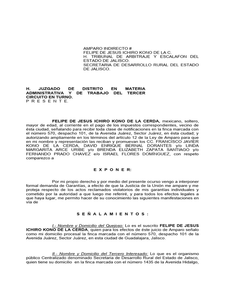 AMPARO INDIRECTO Por No Dictar Laudo | PDF | Demanda judicial | Constitución