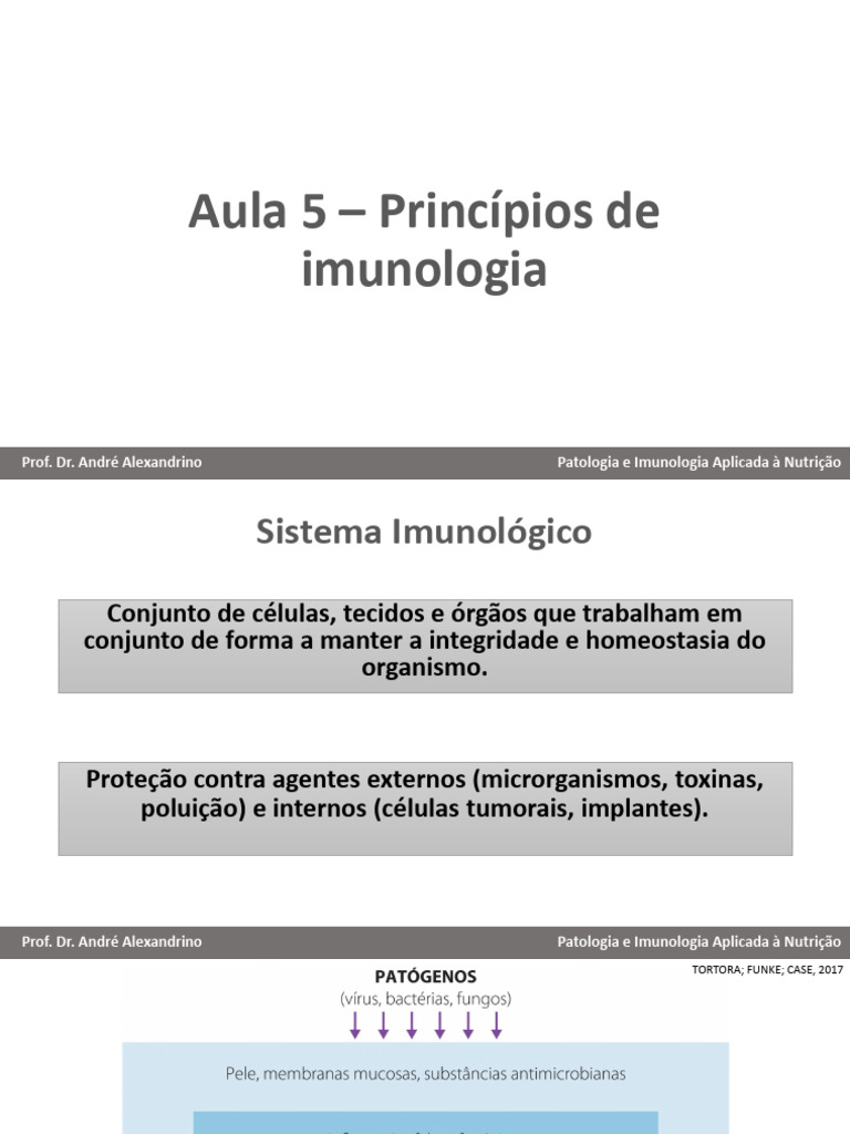 Aula 5 - Princípios de Imunologia | PDF | Imunologia | Sistema imunológico