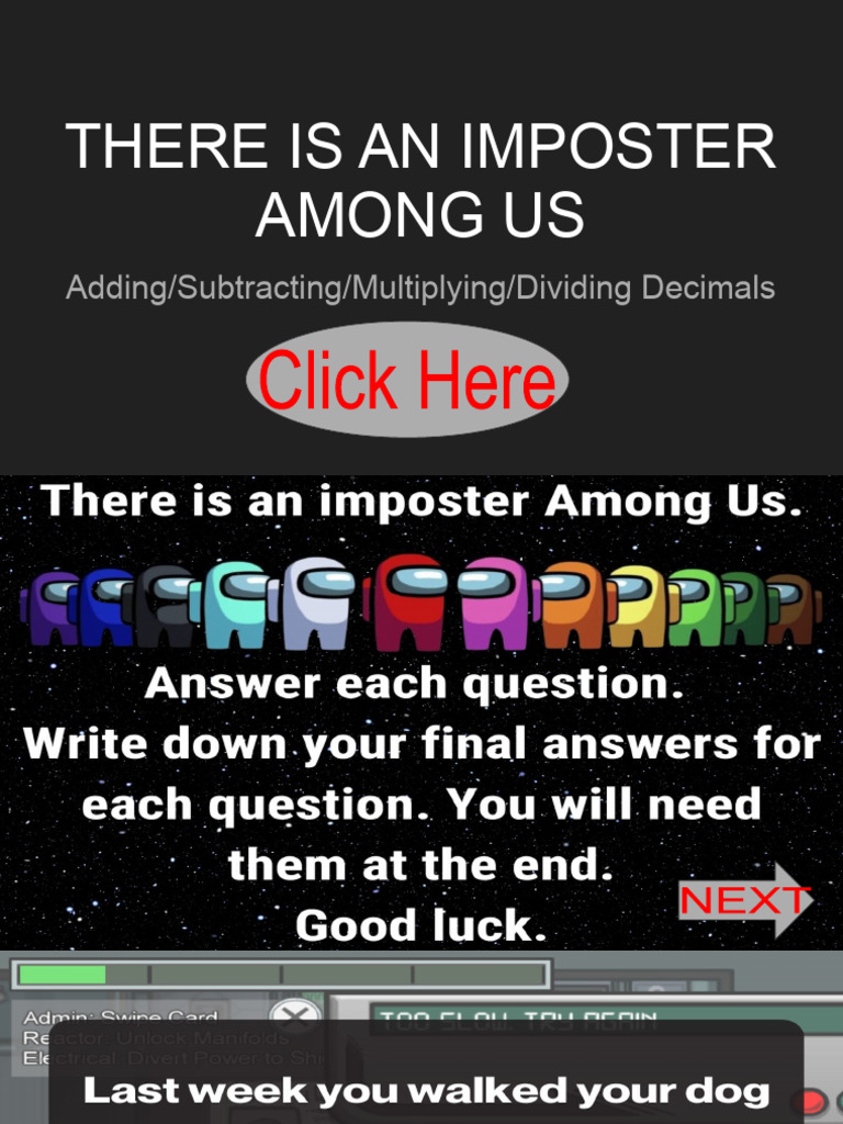 Decimals Among Us Escape Room | PDF