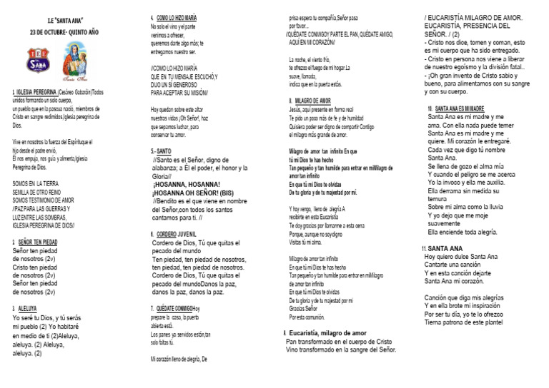 CANCIONERO SANTA ANA Original | PDF | eucaristía | Cristo (título)
