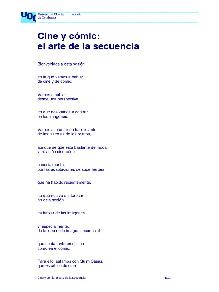 Iván Pintor y Quim Casas - Cine y cómic. El arte de la secuencia | PDF ...