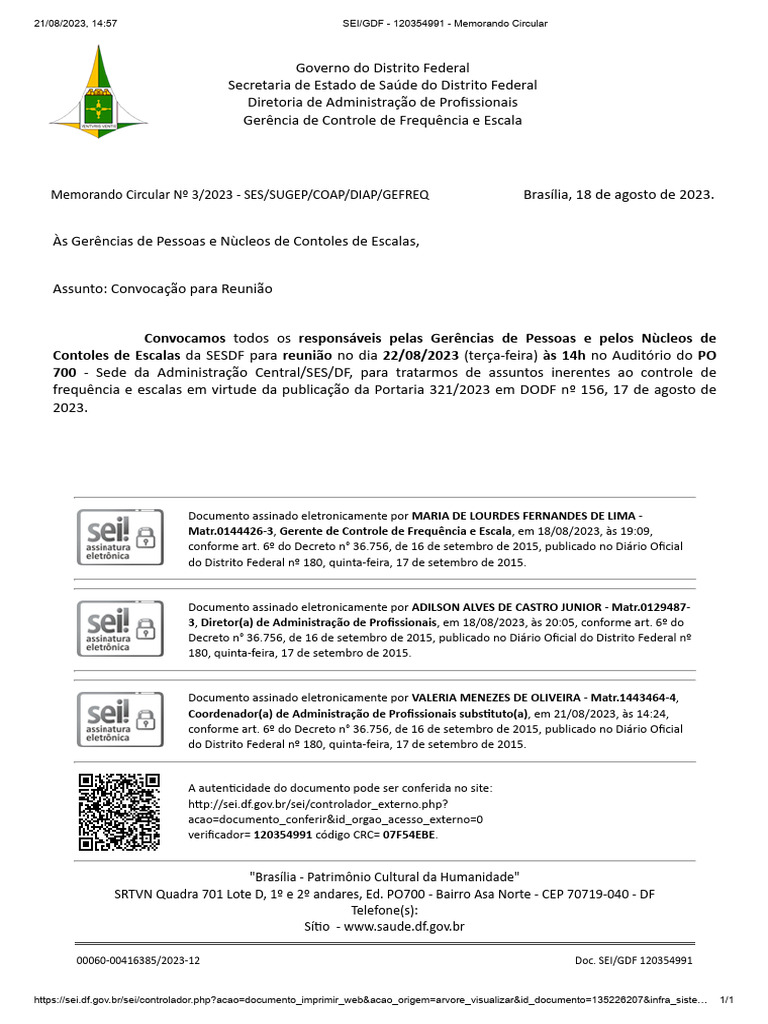 SEI - GDF - 120354991 - Memorando Circular | PDF