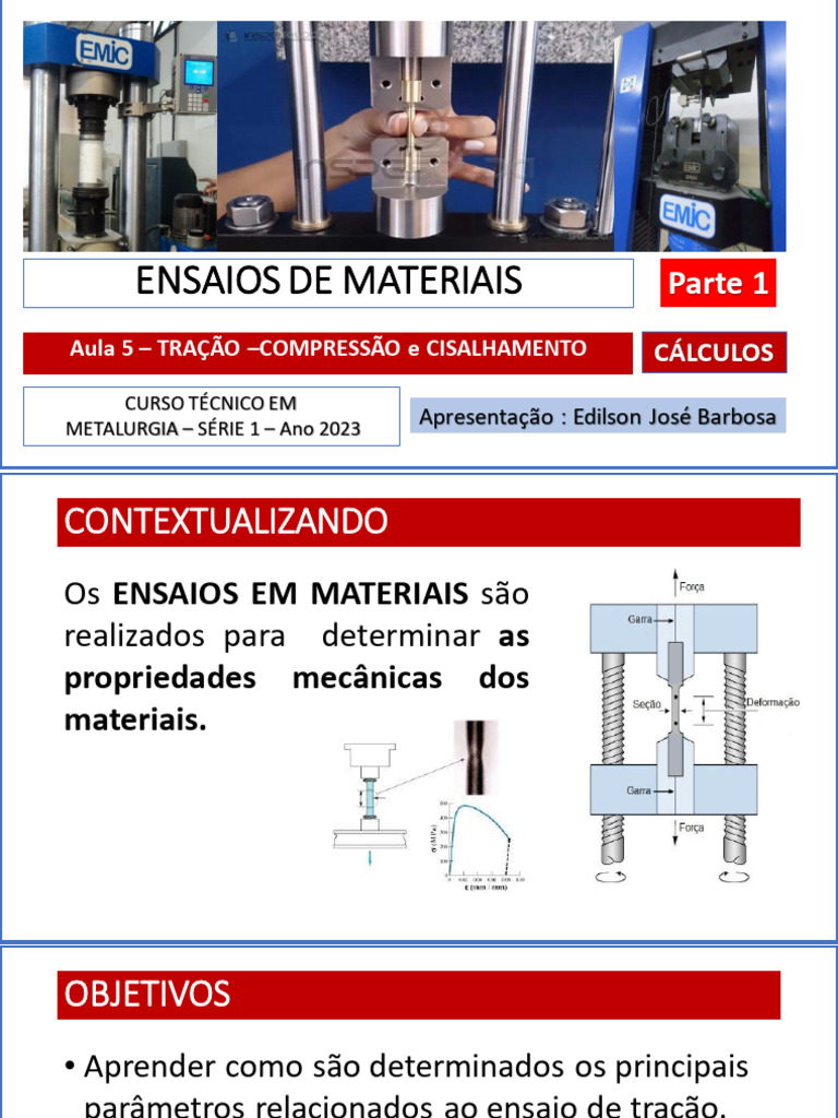 Ensaios de Tração e Compressão em Aço | PDF | Estresse (Mecânica ...