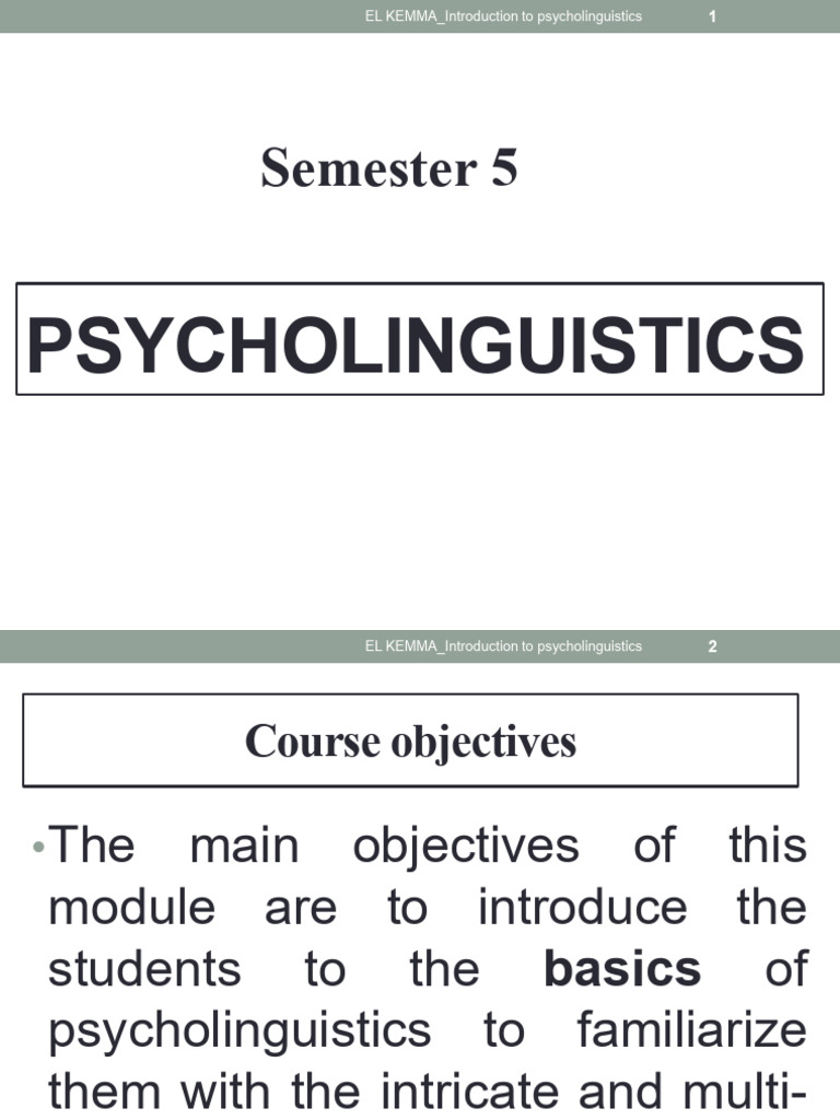 Introduction To Psycholinguistics Ppt 2 Pdf Psycholinguistics Linguistics