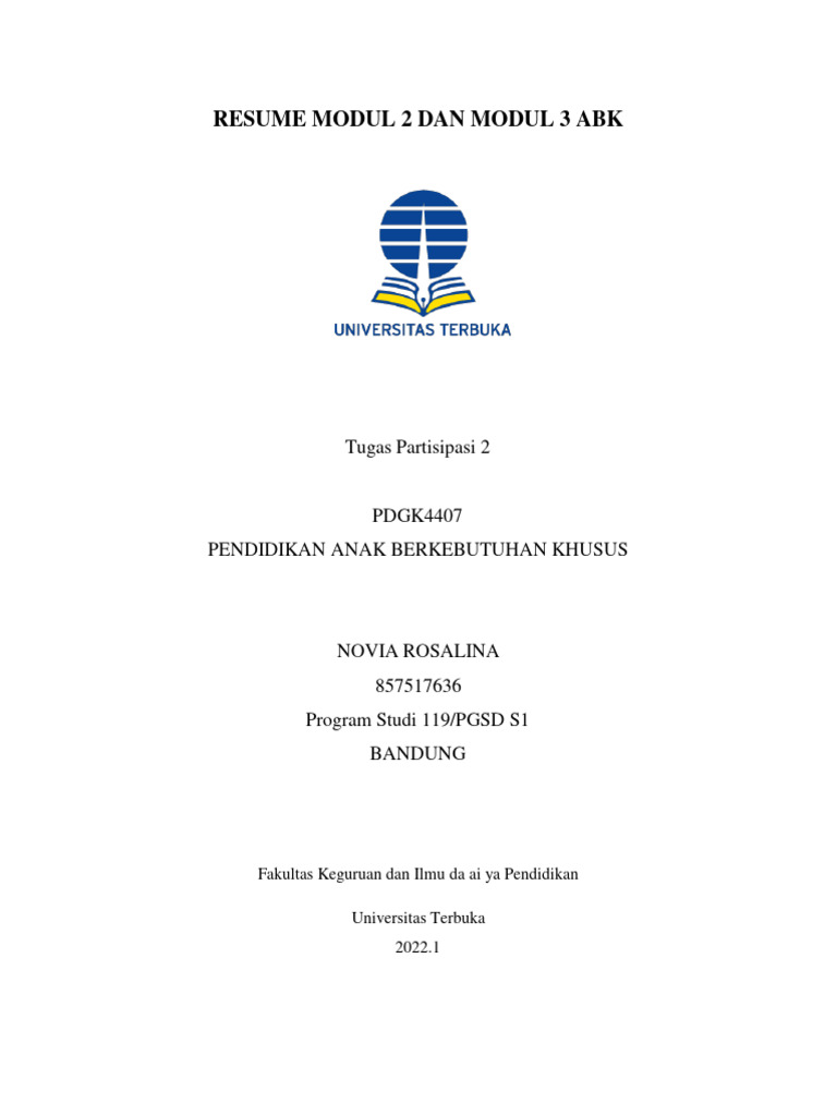 RESUME MODUL 2 DAN MODUL 3 ABK Cover | PDF