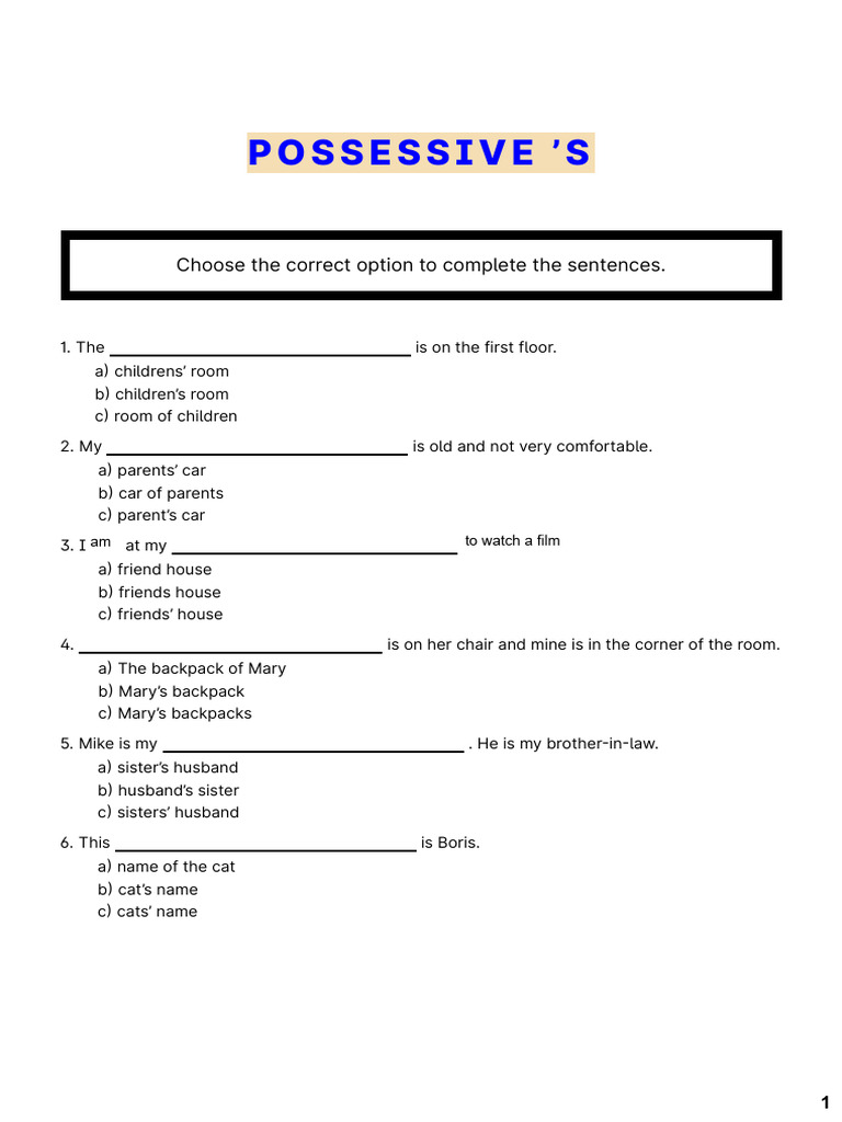 possessive-s-exercise-2 (1) (1) | PDF