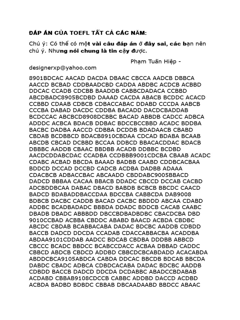 Dap An Den Nam 2004 | PDF