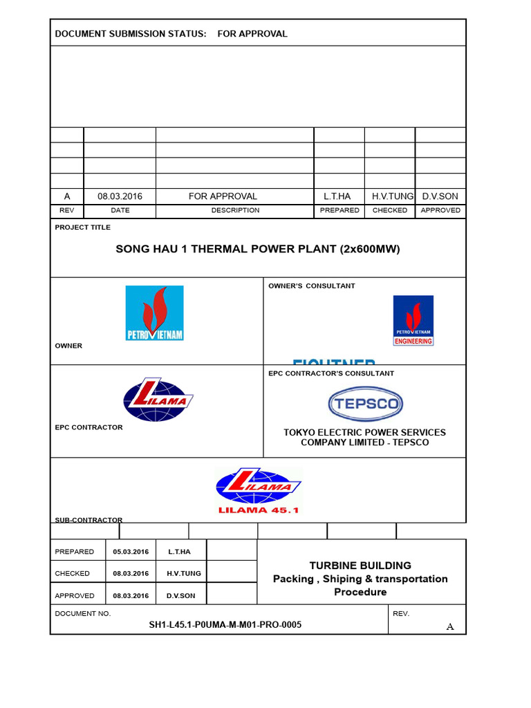 Sh1 l45.1 P0uma M m01 Pro 0005 Rev A Packing | PDF | Transport