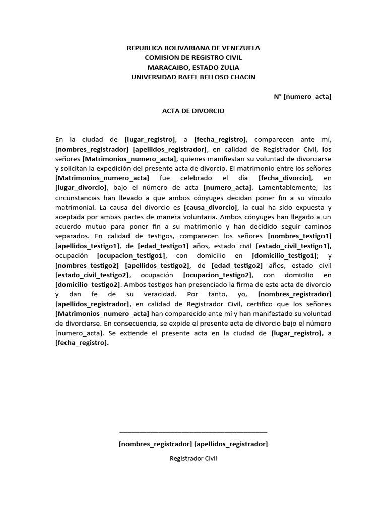 Acta de Divorcio | PDF