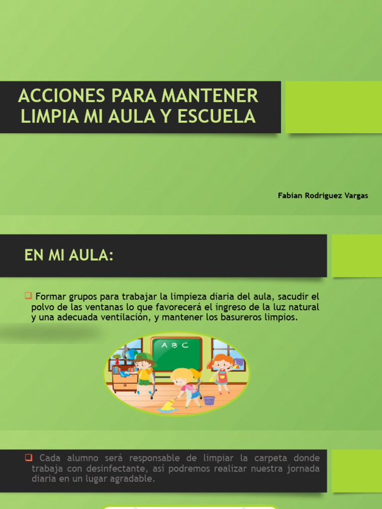 Acciones para Mantener Limpia Mi Aula y Escuela | PDF