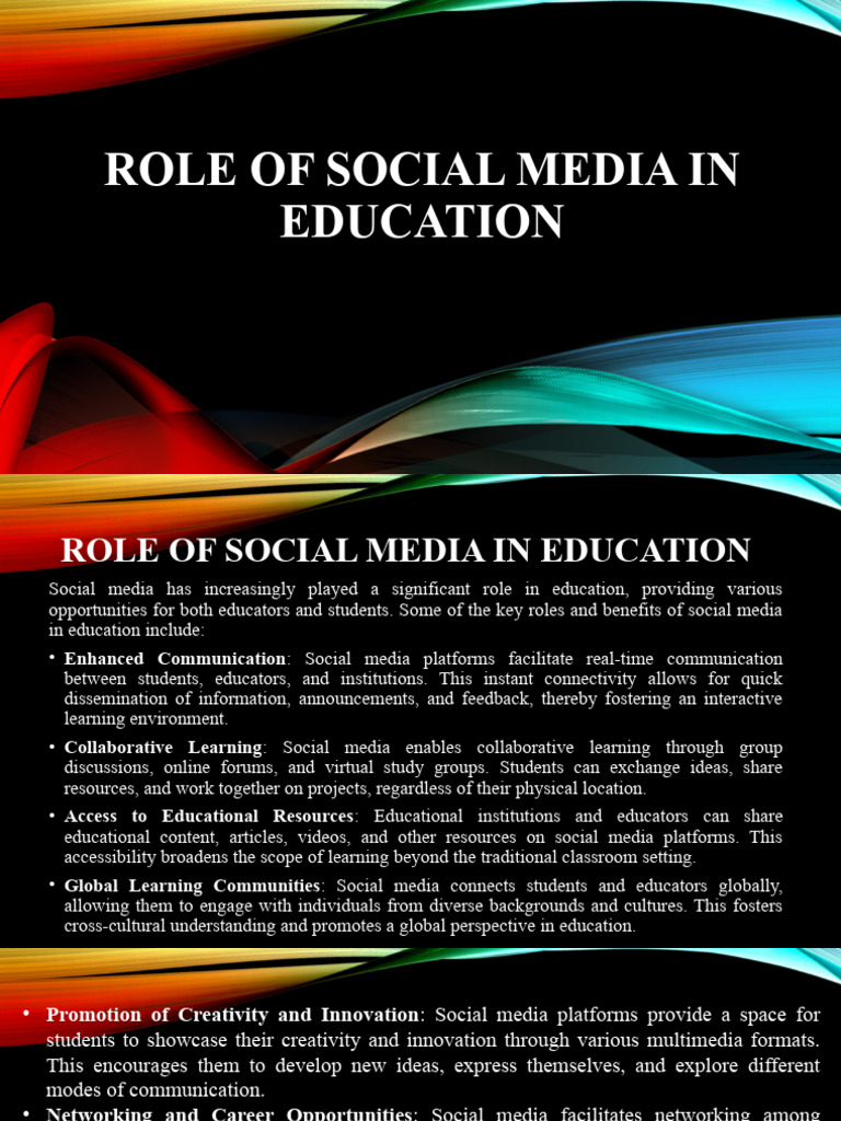 Role of Social Media in Education | PDF | Social Media | Popular Culture & Media Studies