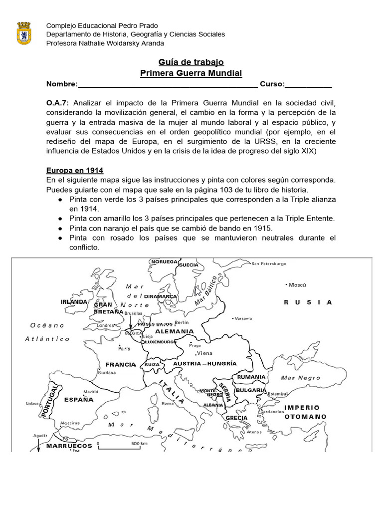 Guía de Trabajo Primera Guerra Mundial | PDF | Primera Guerra Mundial ...